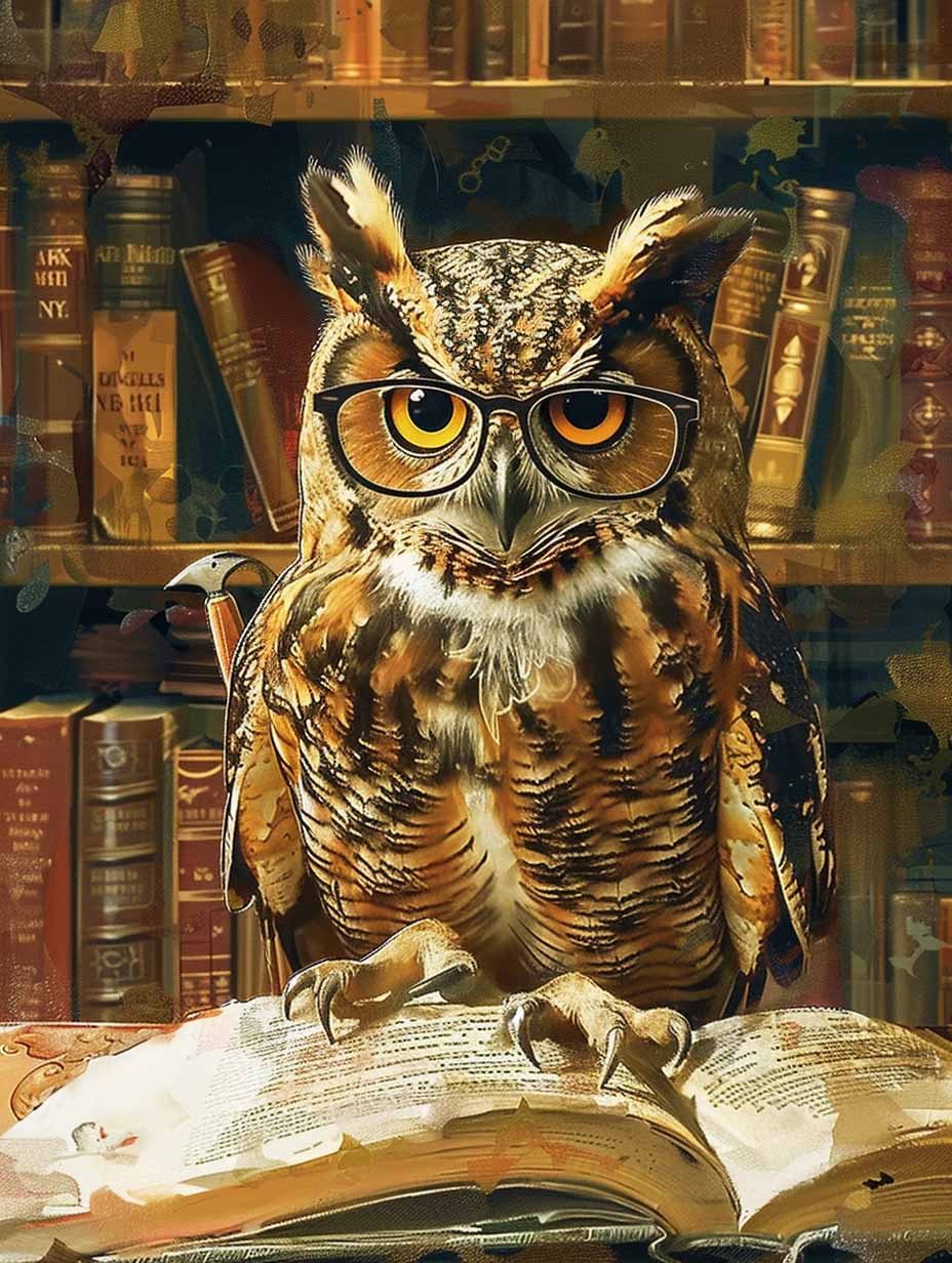The Librarian Owl | Owl in Library Painting Kit - Paint with Number
